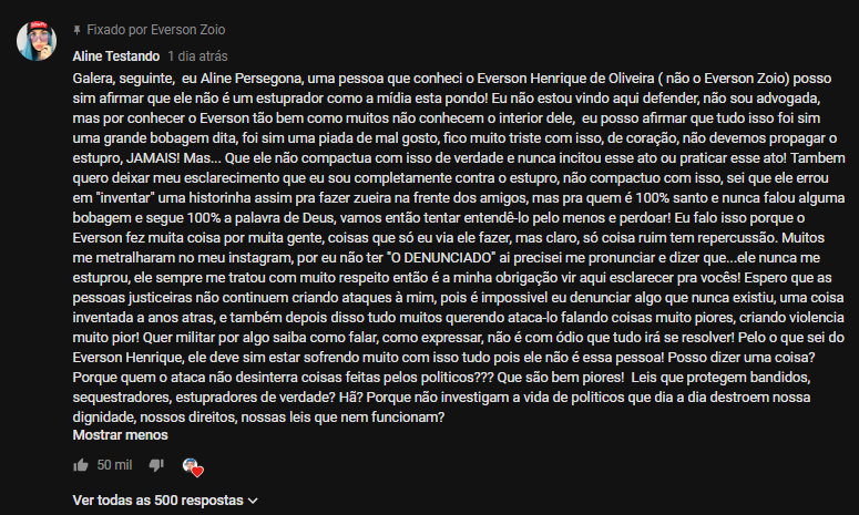 Everson Zoio responde acusações de estupro – Fatos Desconhecidos Everson Zoio responde acusações de estupro – Fatos Desconhecidos